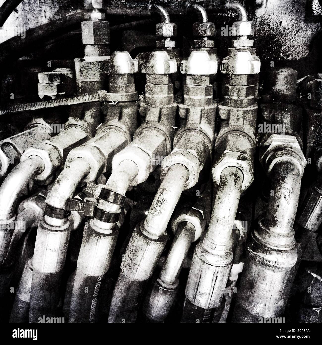 An engine inside a JCB digger Stock Photo - Alamy