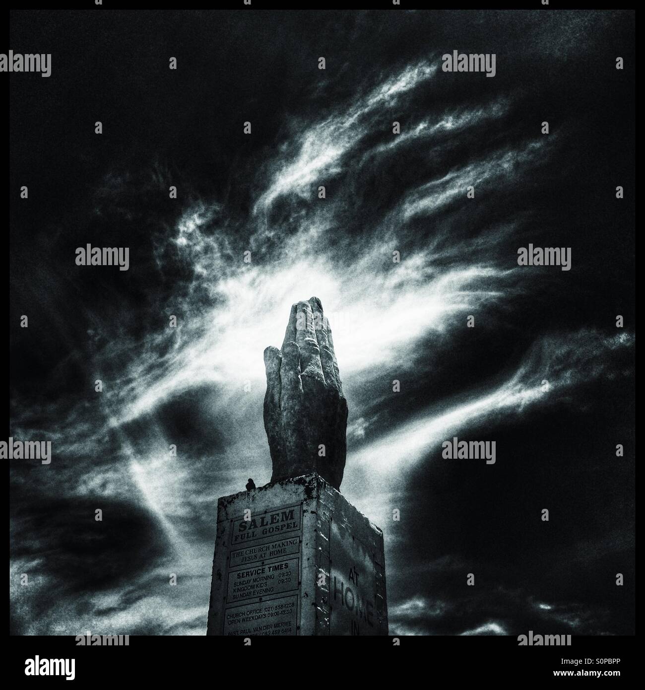 Praying hands statue outside Salem Full Gospel church, Cape Town, South ...