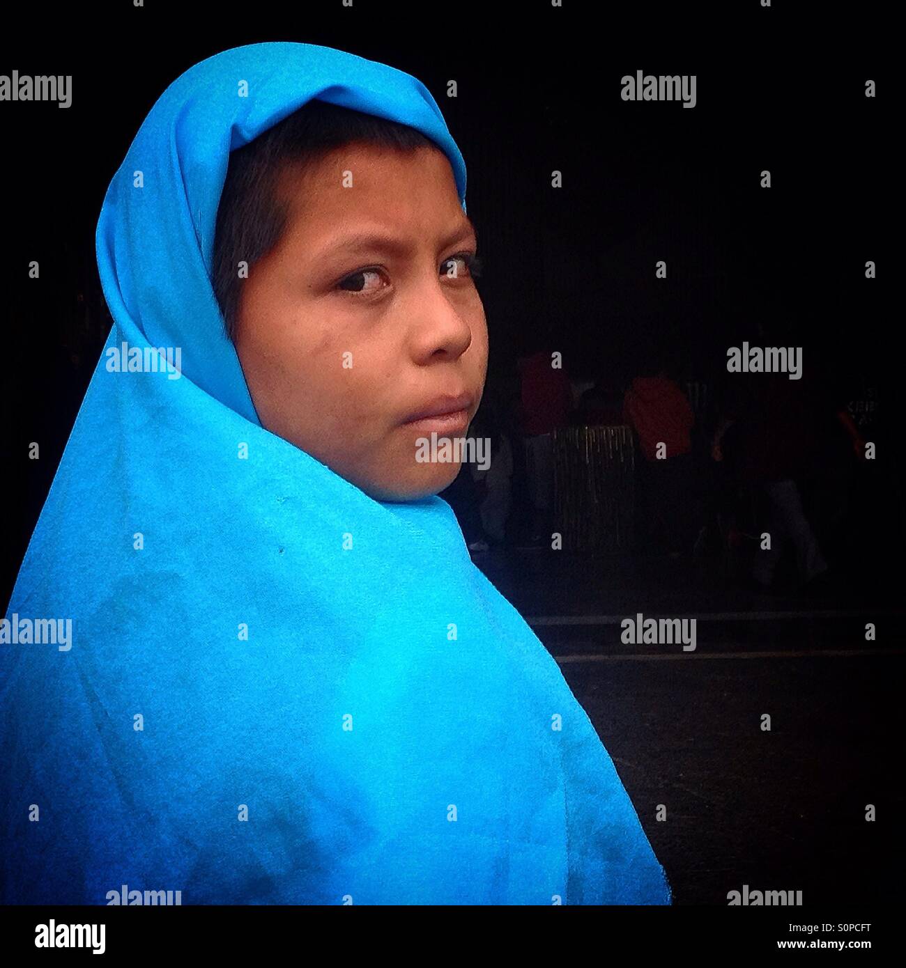 A native Mexican boy during the pilgrimage to the Basilica of Our Lady ...