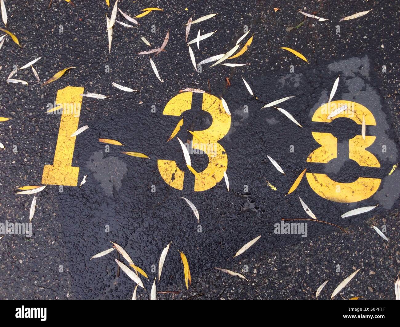 Numbered space on pavement Stock Photo - Alamy