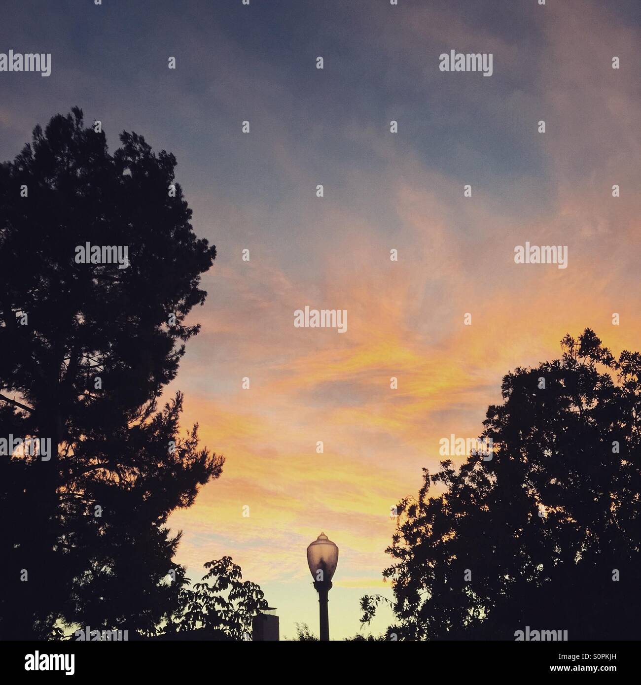 Sunset over lamp post Stock Photo - Alamy