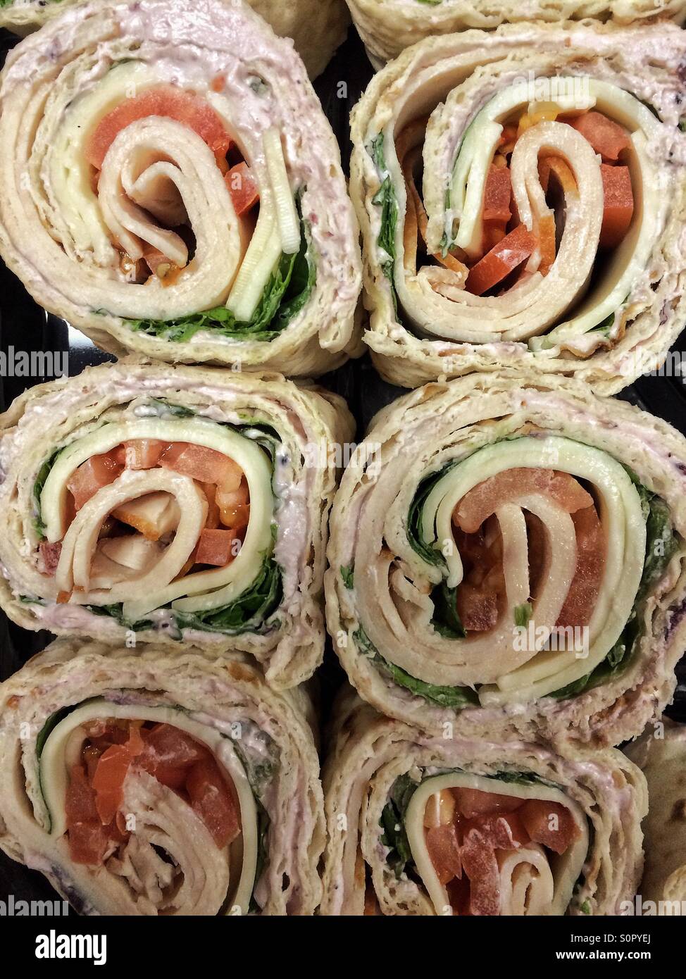 Ham and cheese wheels Stock Photo - Alamy