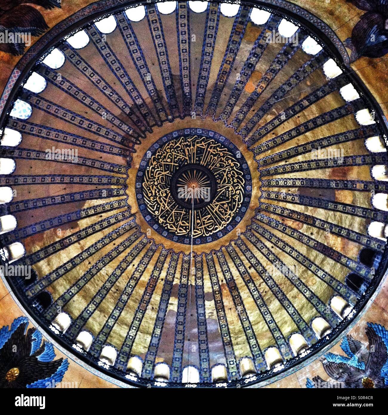 Domed and decorative ceiling of the Hagia Sophia mosque, Istanbul Stock ...