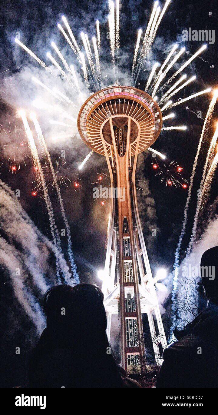 Seattle space needle fireworks hi-res stock photography and images - Alamy