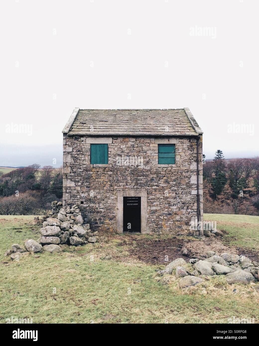 An old barn with a face in Teesdale, UK Stock Photo - Alamy
