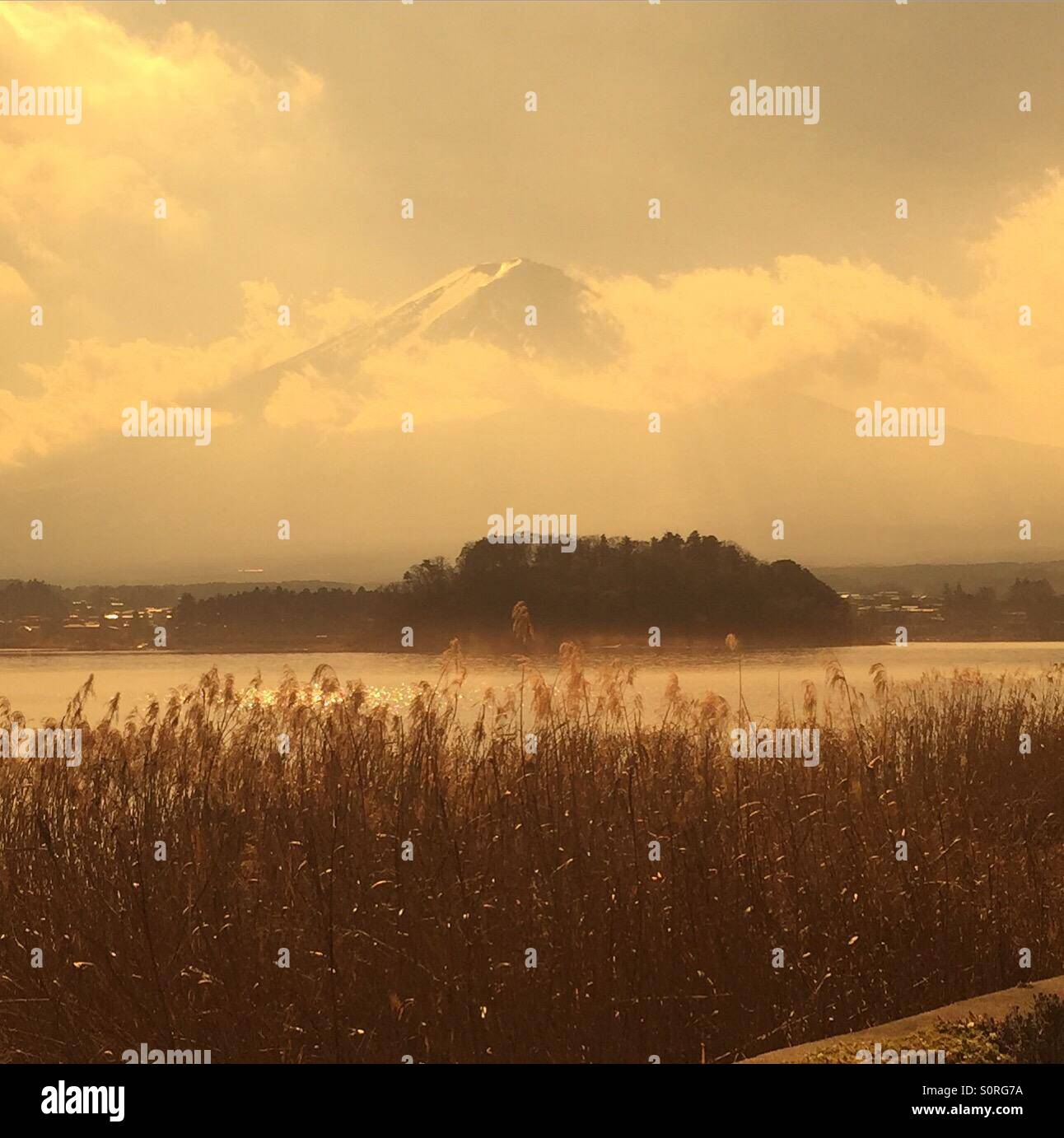 Mt Fuji via my Polaroids too bright today Stock Photo - Alamy