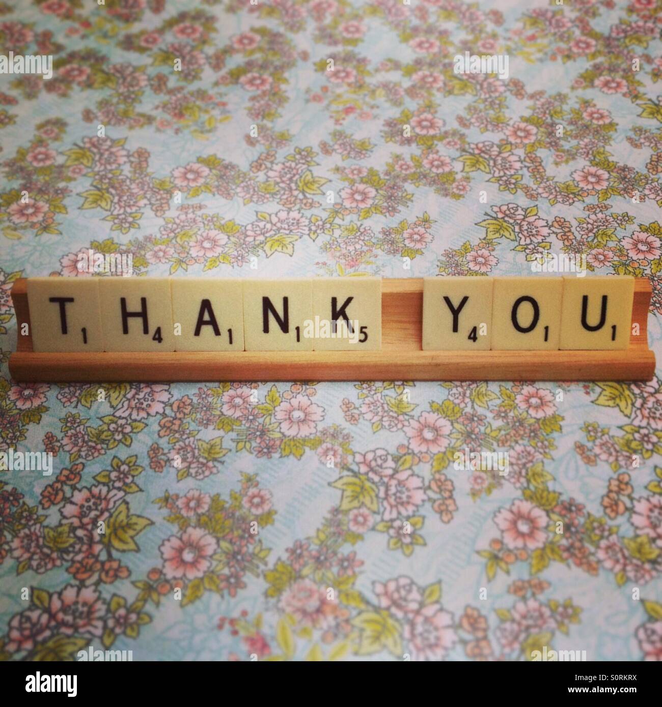 Thank you, scrabble tiles Stock Photo - Alamy