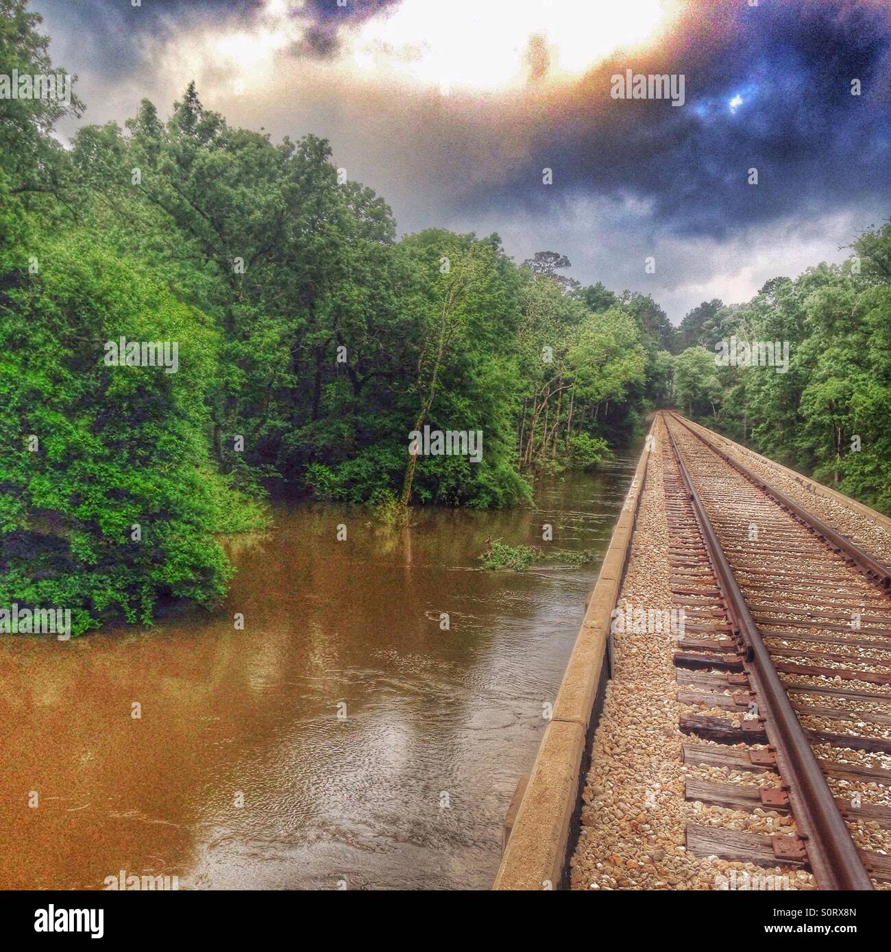 Neches River railroad bridge Stock Photo - Alamy