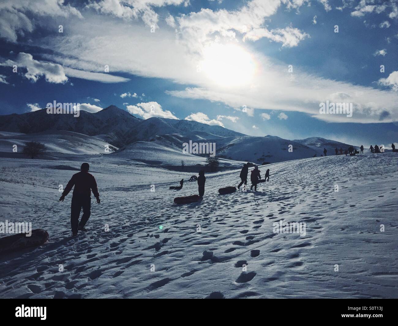 Winter fun at the mountains Stock Photo - Alamy