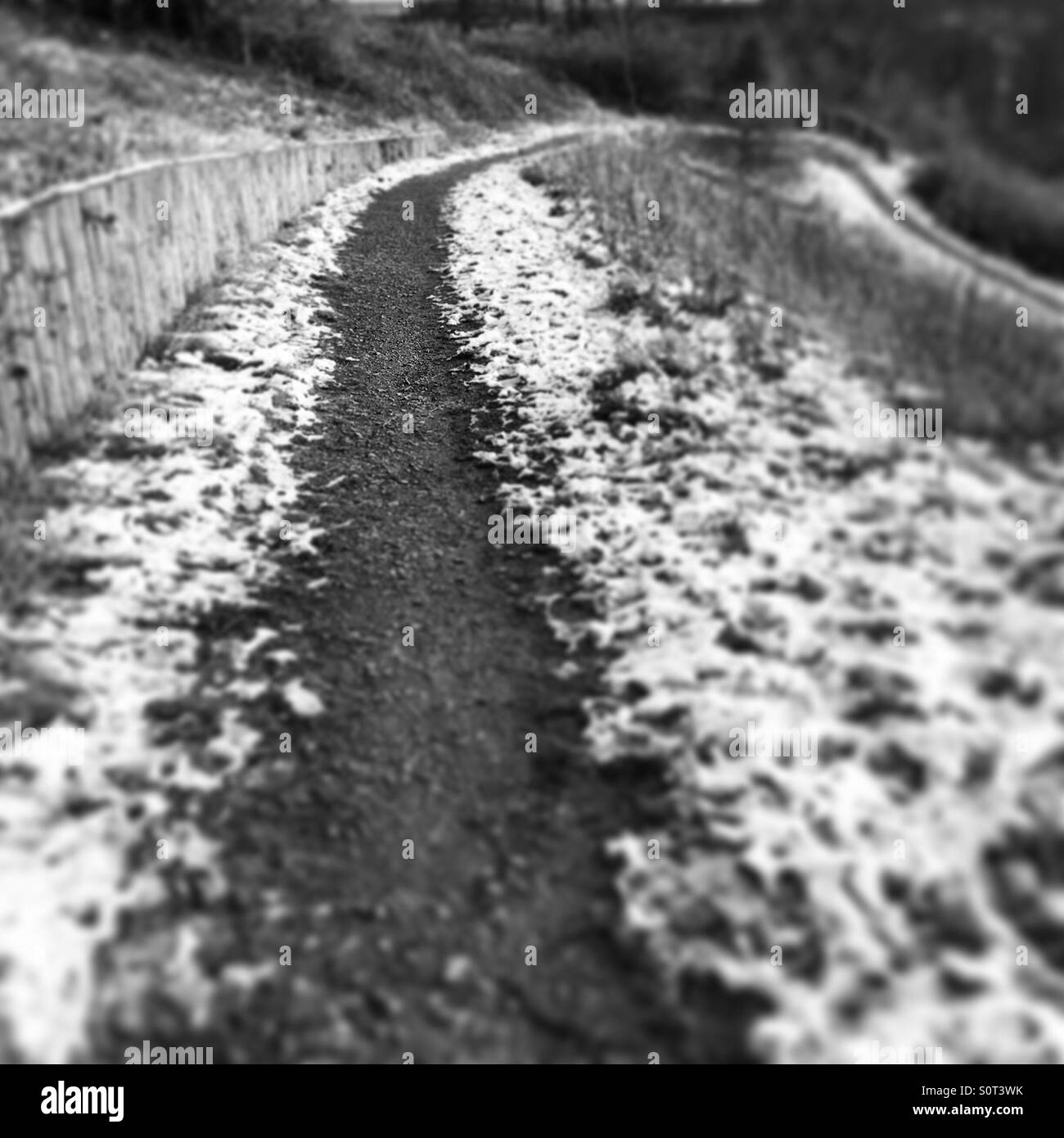 Countryside trail through a light dusting of snow Stock Photo - Alamy