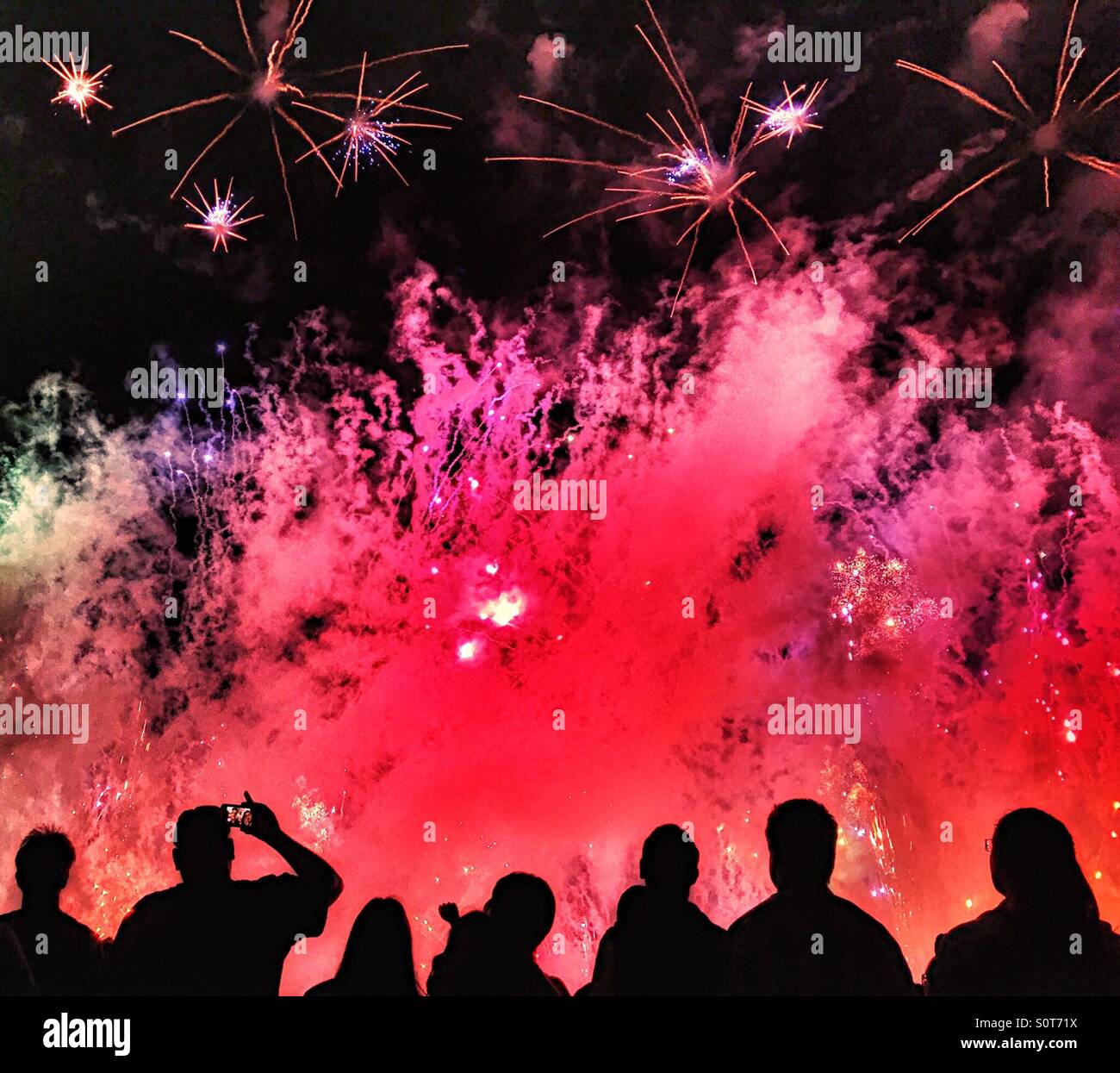 crowd watching fireworks Stock Photo - Alamy