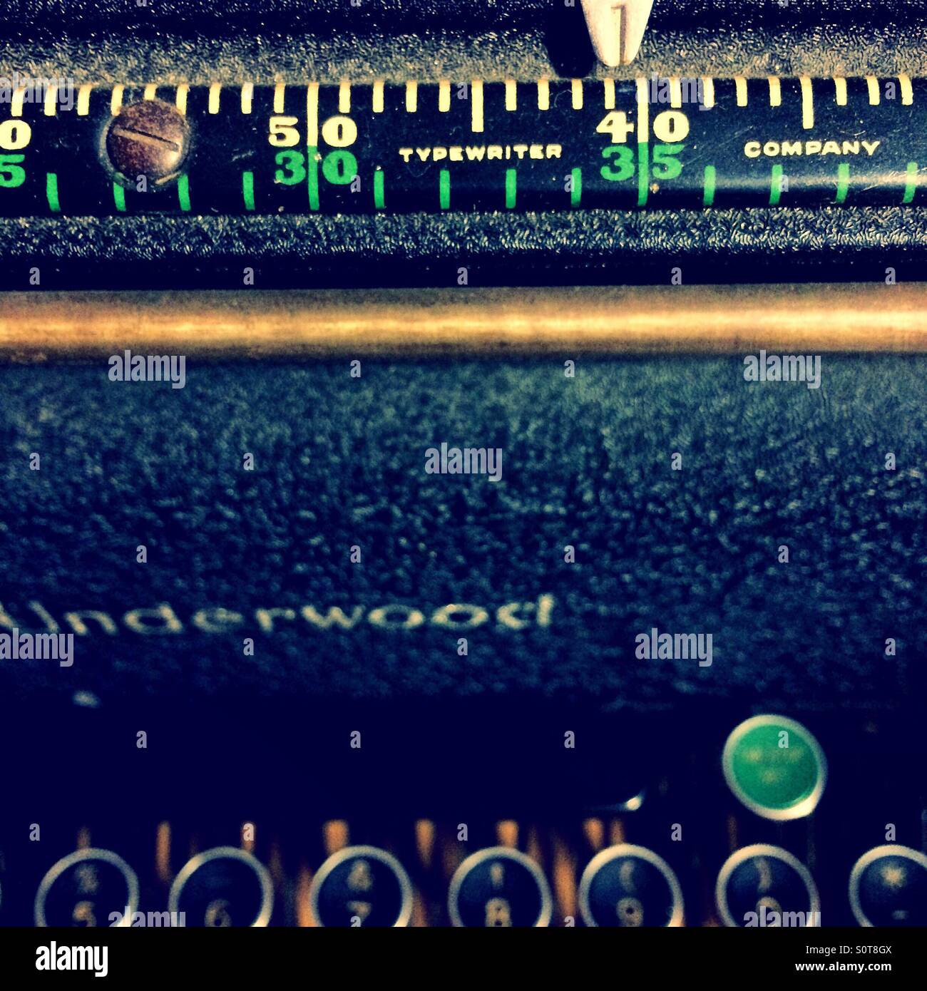 Vintage typewriter emphasizing ruler Stock Photo - Alamy