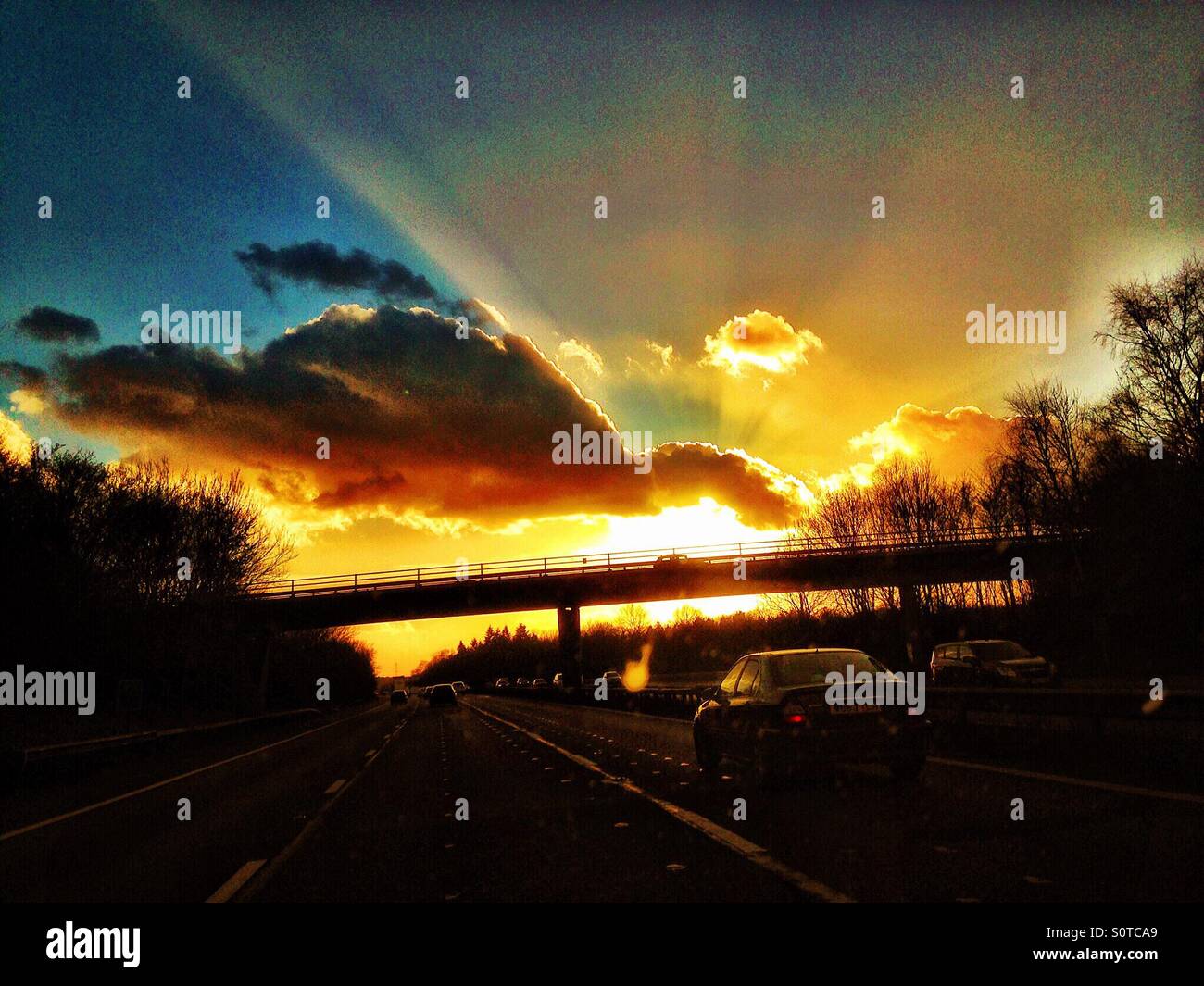M4 motorway sunset hi-res stock photography and images - Alamy