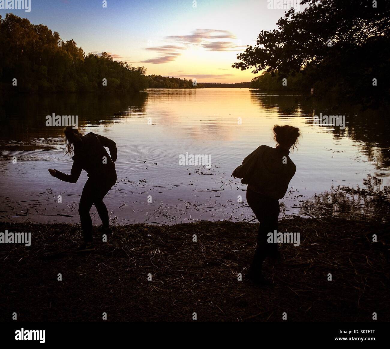 Skipping rocks in Vinterviken, Stockholm Stock Photo - Alamy