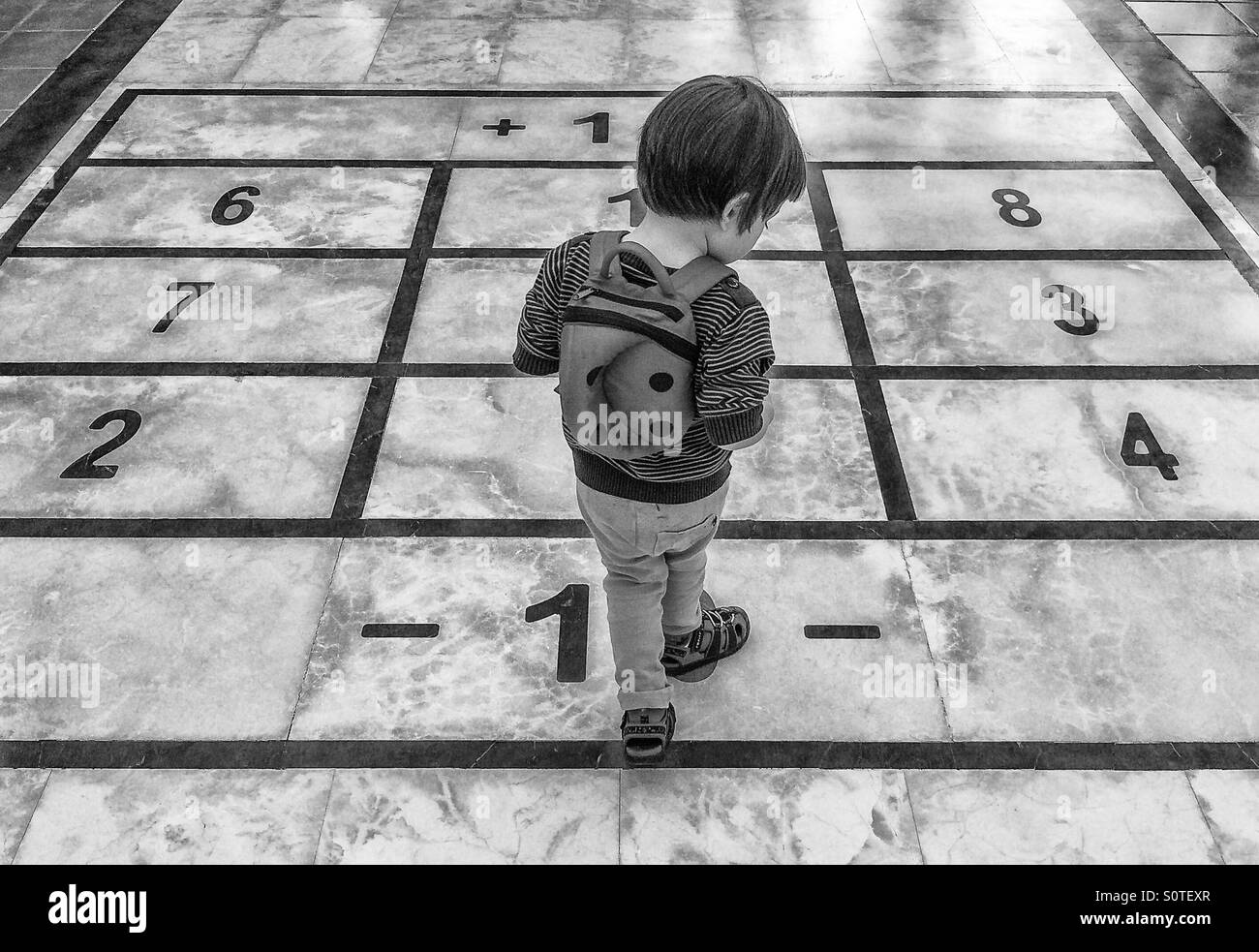Boy child counting Black and White Stock Photos & Images - Alamy