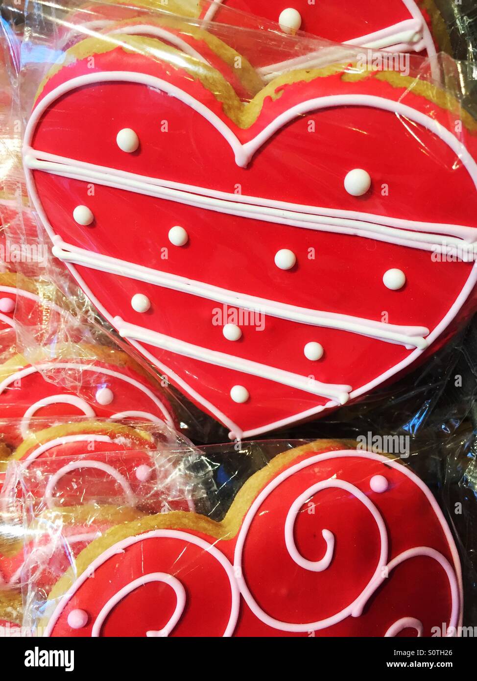 Valentine's Day Display of heart shaped cookies Stock Photo - Alamy
