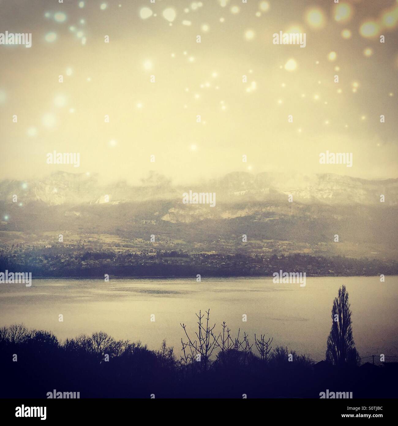 Winter lake snow, lac du Bourget, Chambery,France Stock Photo - Alamy