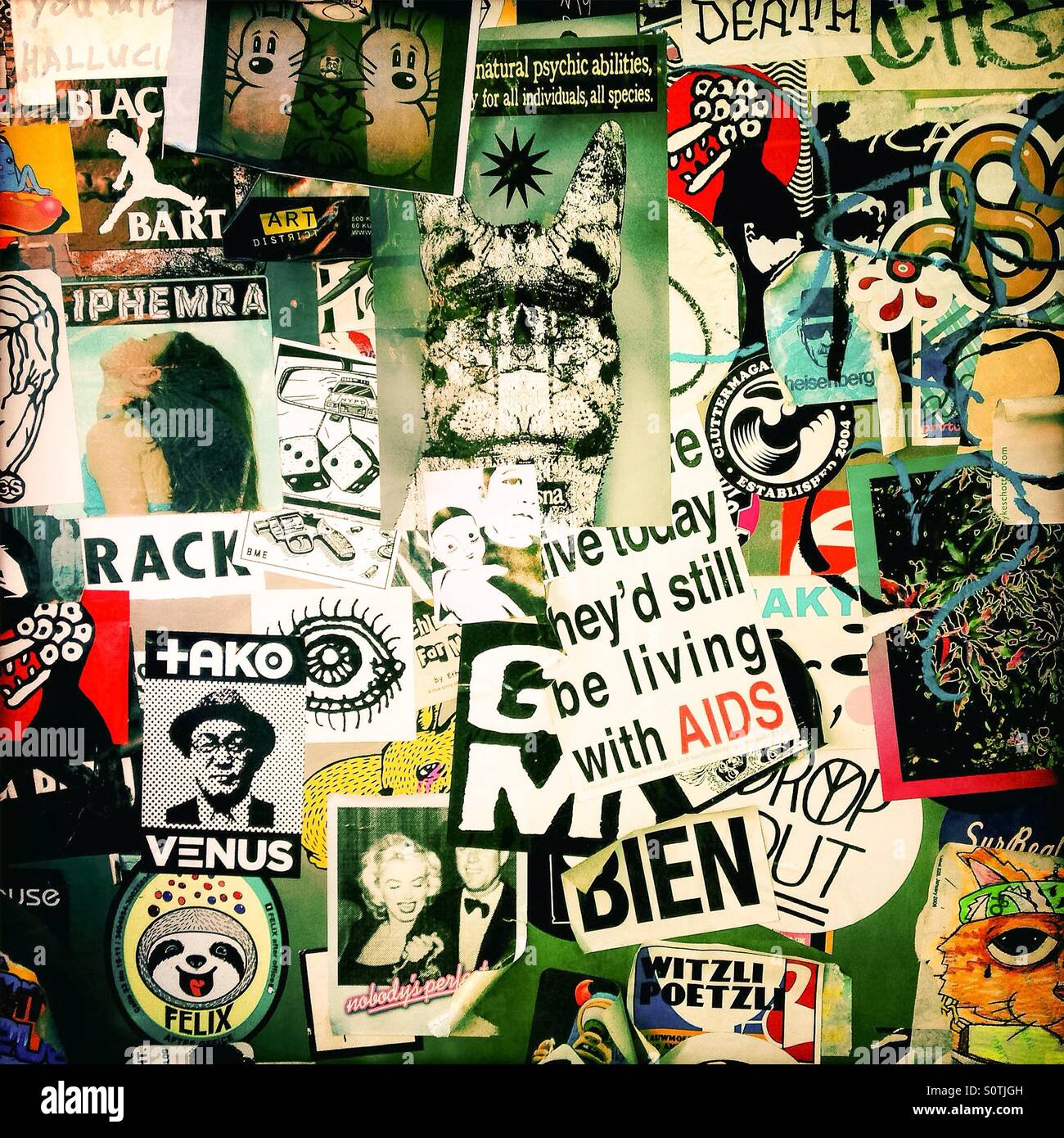 Wall of stickers hi-res stock photography and images - Alamy