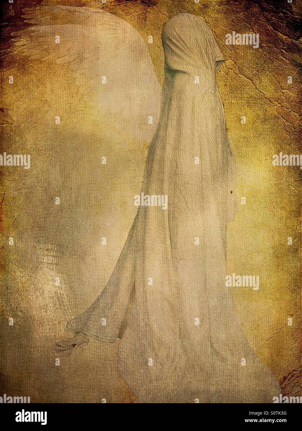 Cloaked Figure with Wings Stock Photo - Alamy