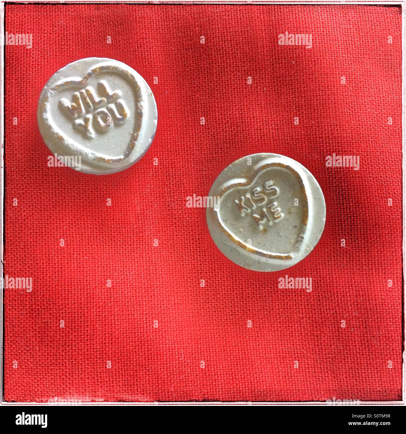 " Will you kiss me" loveheart sweets Stock Photo - Alamy