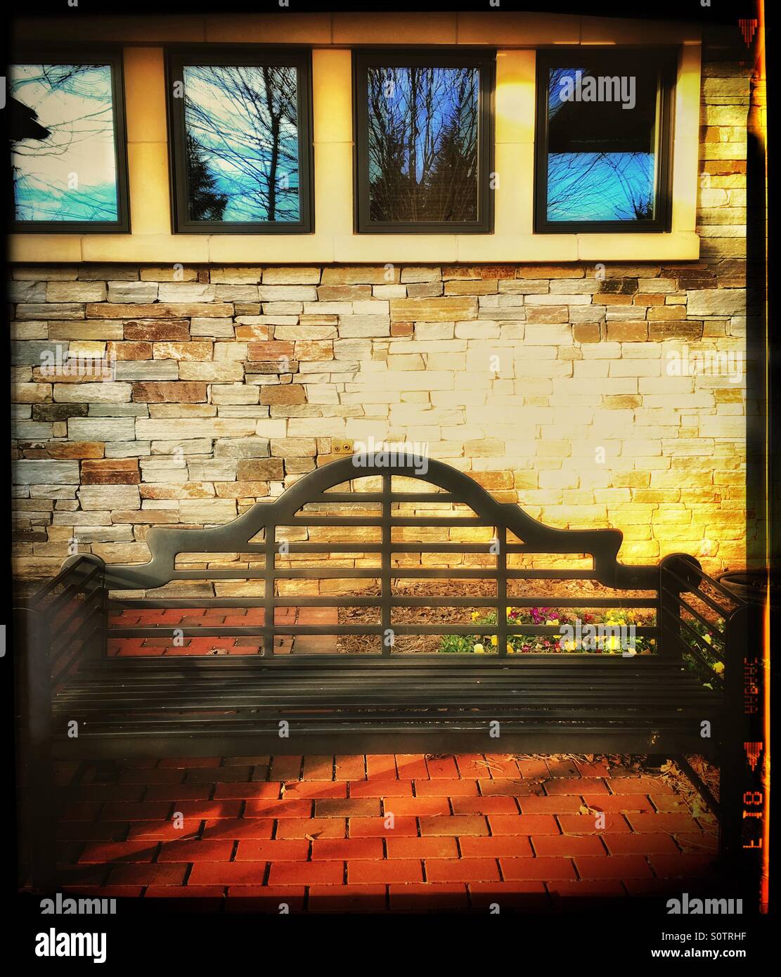 Wooden bench against wall hi-res stock photography and images - Alamy