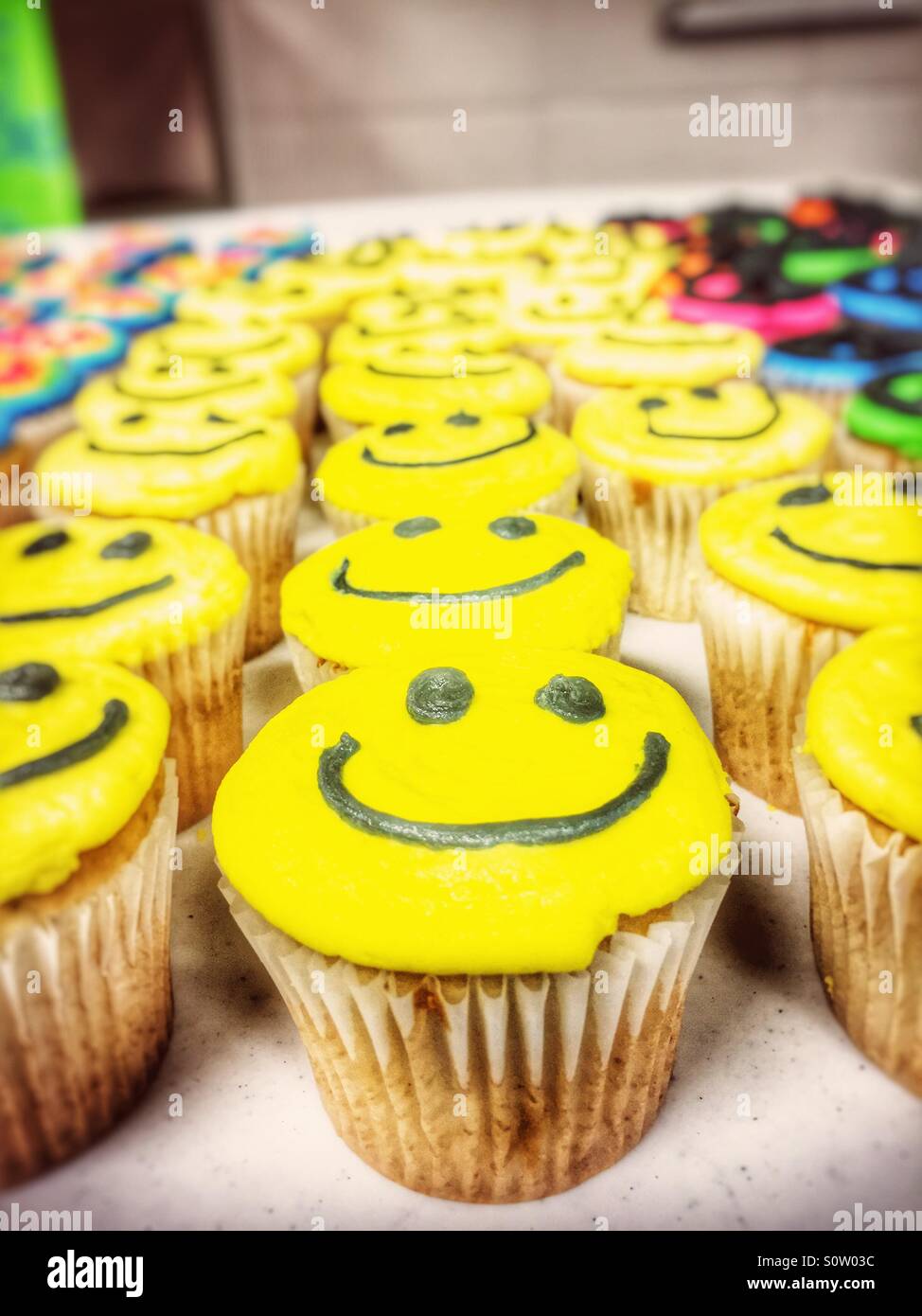 Smile face cupcakes Stock Photo - Alamy