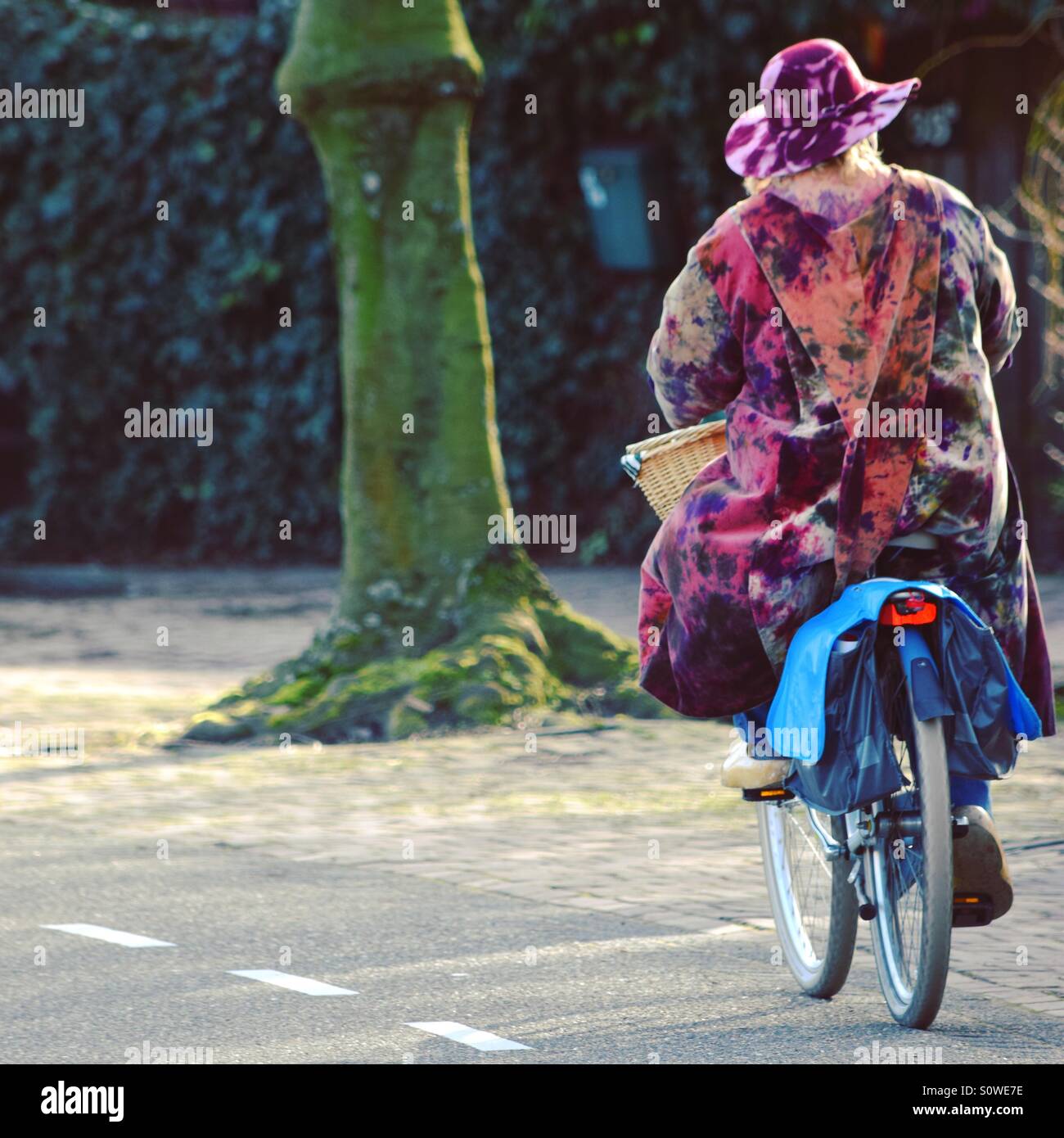 Lady on bicycle Stock Photo - Alamy
