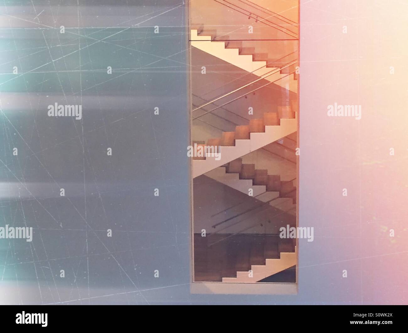 Staircase zigzag design in an interior cut out stairwell Stock Photo ...