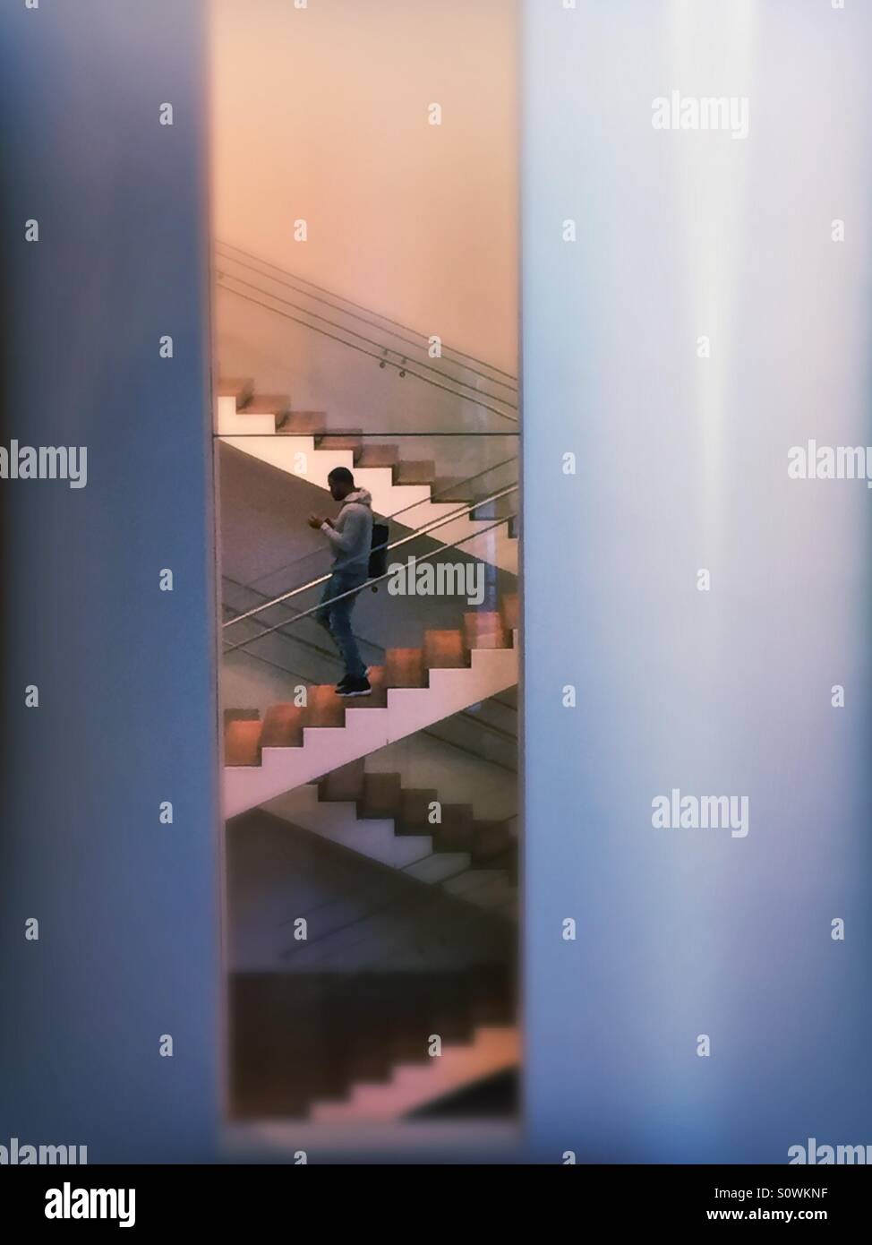 Stairs in an interior stairwell with Sideview Stock Photo - Alamy
