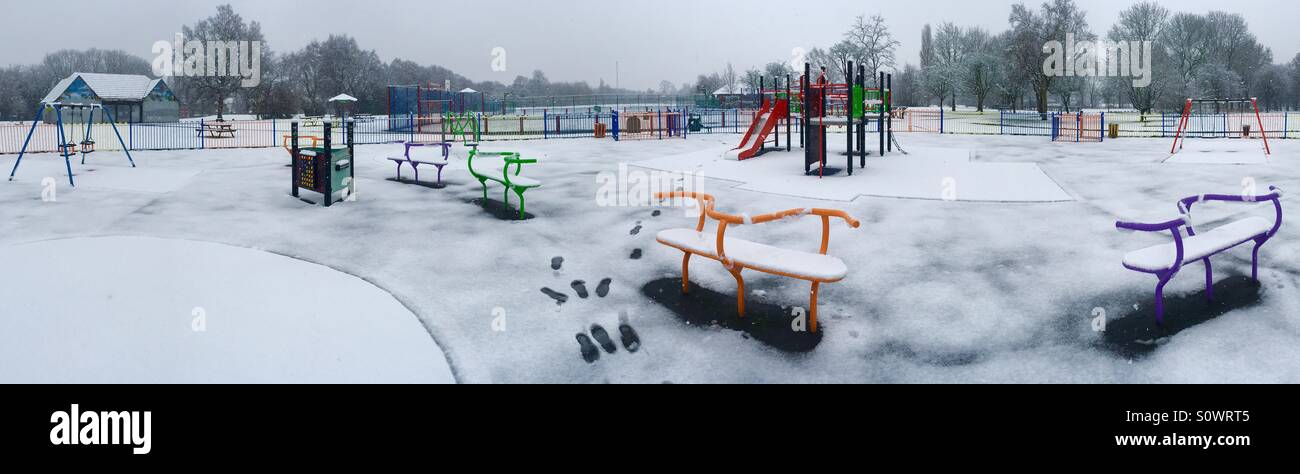 Playground footprints snow hi-res stock photography and images - Alamy