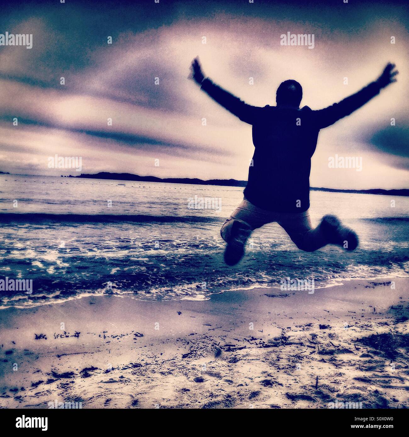 Happy man on the beach, Mediterranean Sea Stock Photo - Alamy