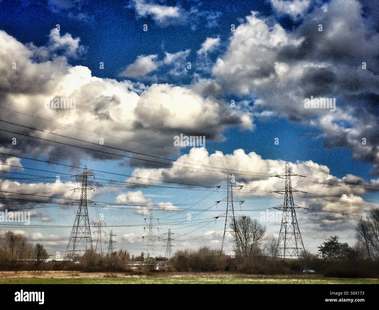Pylons as seen from Tottenham marshes, London, UK Stock Photo - Alamy