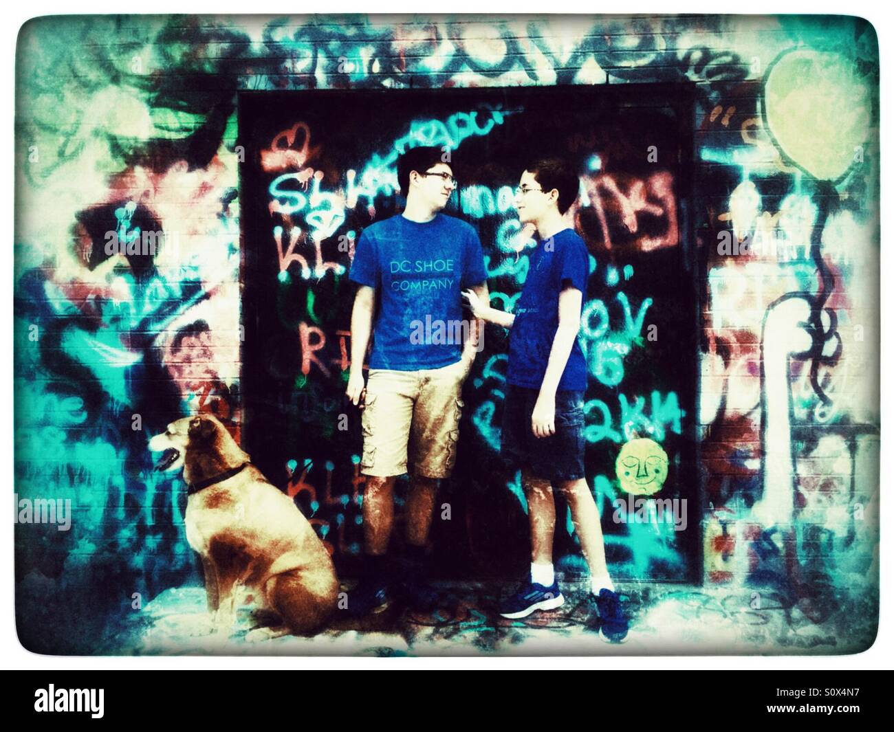 Two boys and a dog hi-res stock photography and images - Alamy