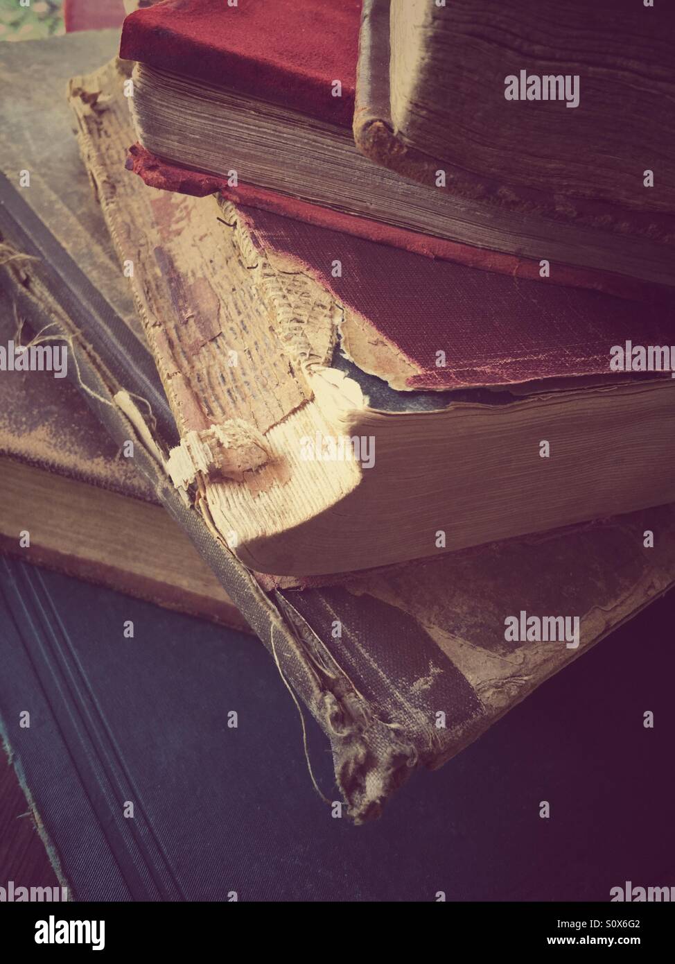 Vintage book stack Stock Photo - Alamy