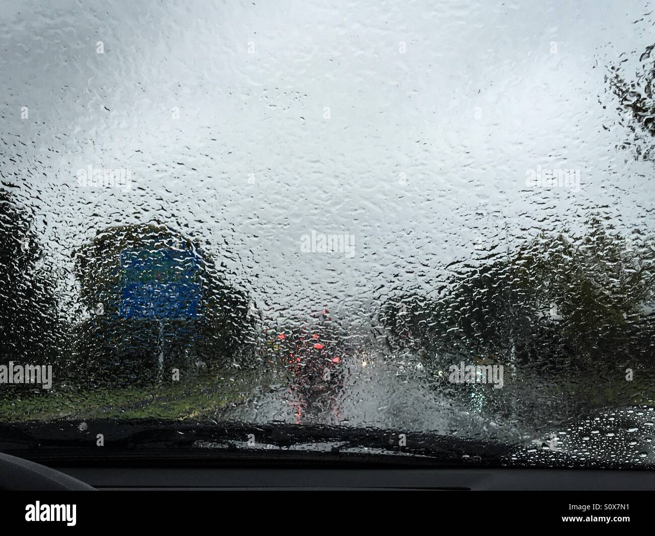 Rainwater on windshield Stock Photo - Alamy