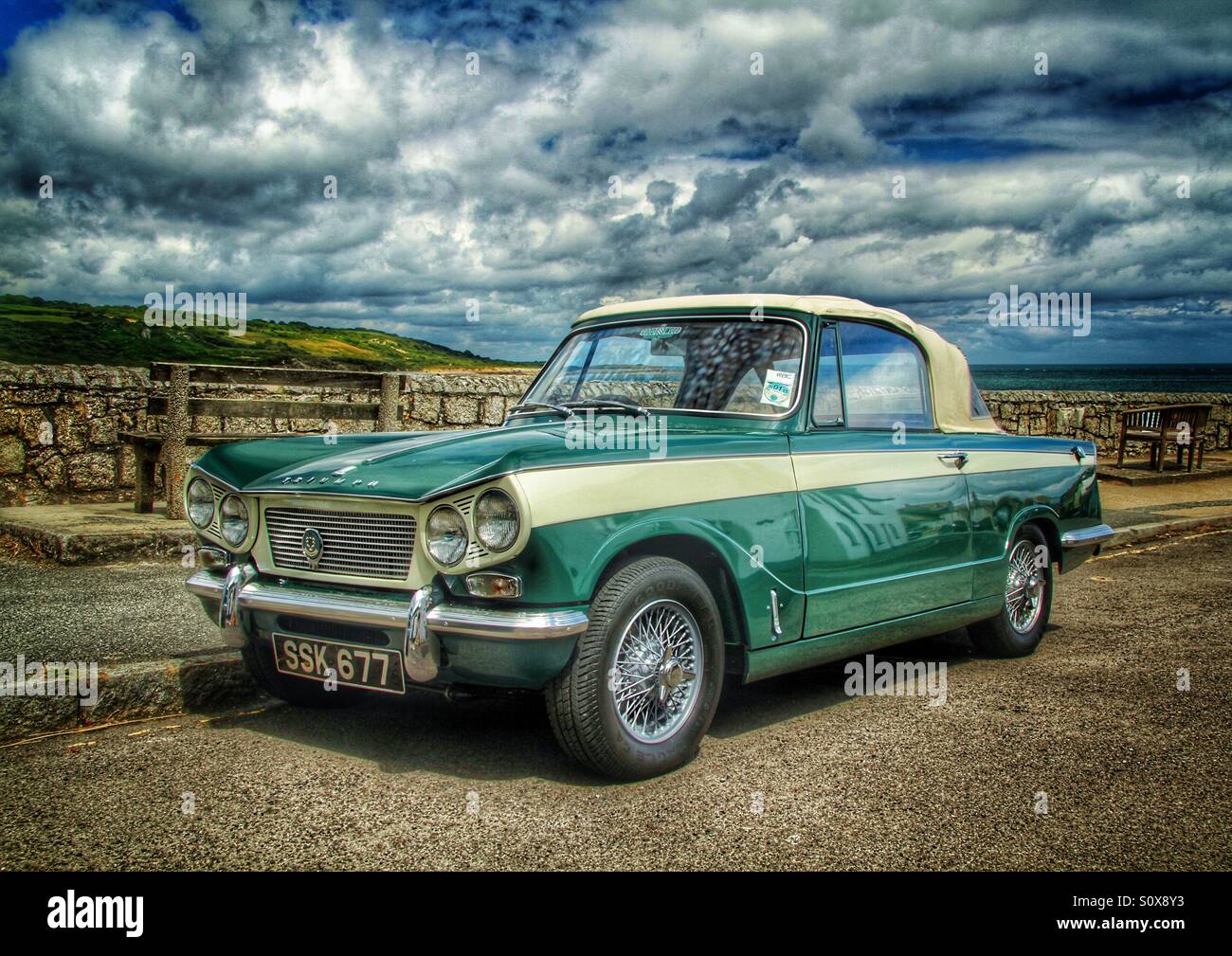 A classic Triumph convertible car at the seaside Stock Photo - Alamy