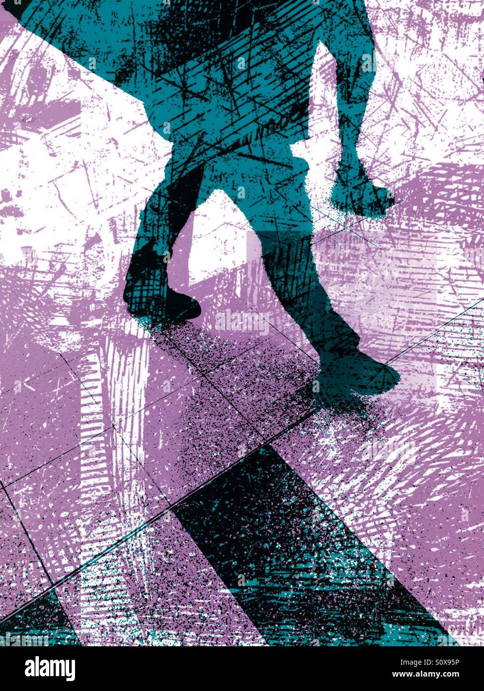Abstract photo of people walking over a tiled floor Stock Photo - Alamy