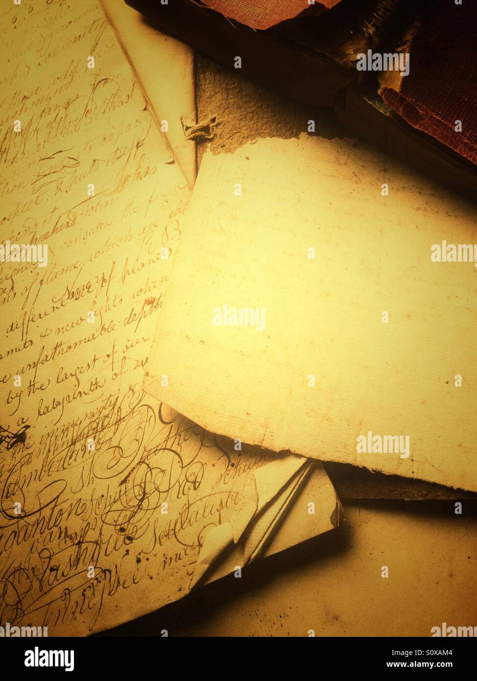 Vintage book with old documents Stock Photo - Alamy