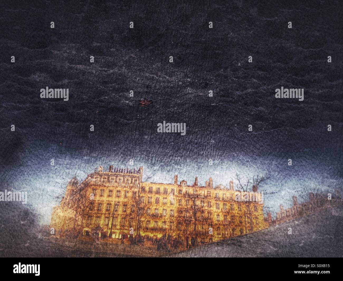 Puddle reflections, Guillotiere, Lyon, France Stock Photo - Alamy