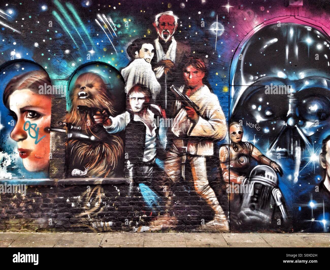 Star wars graffiti in Shoreditch near Brick Lane, London, UK Stock ...