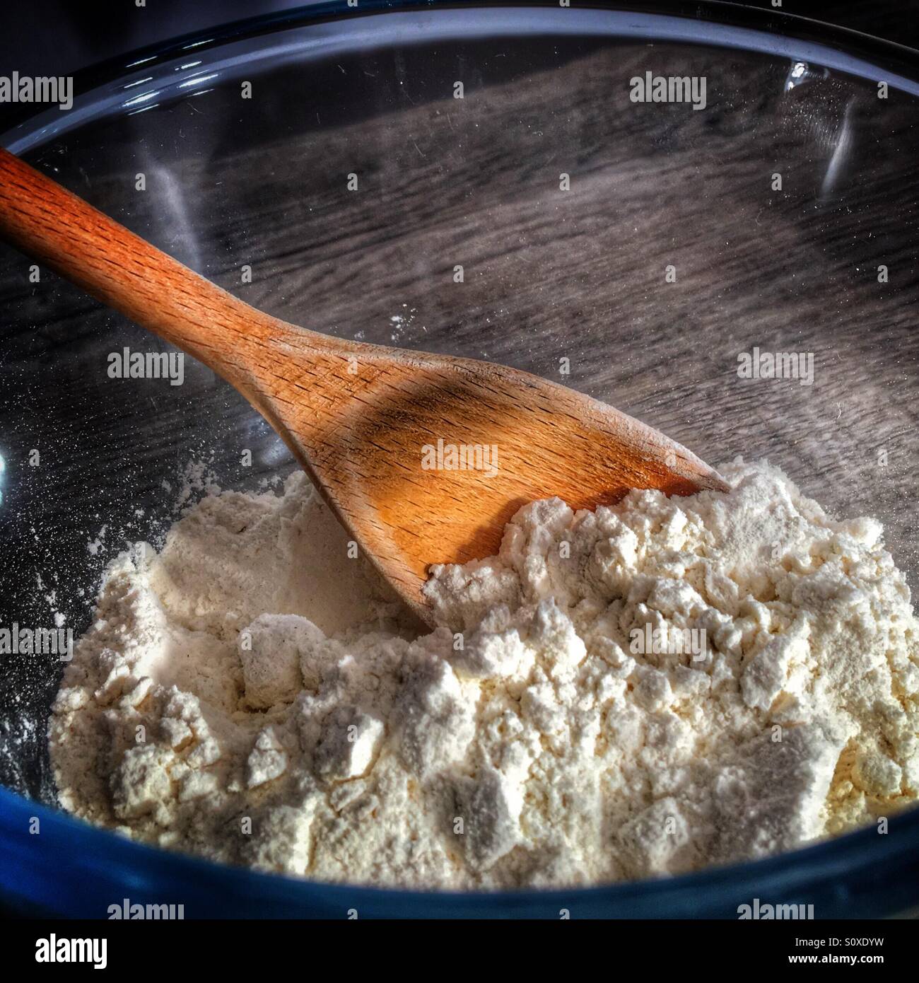 Mixing bowl flour wooden spoon hi-res stock photography and images - Alamy