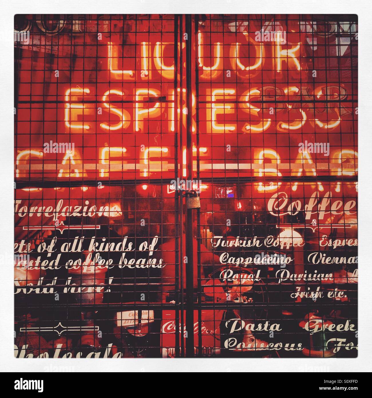 A liquor express cafe bar shop window Stock Photo - Alamy