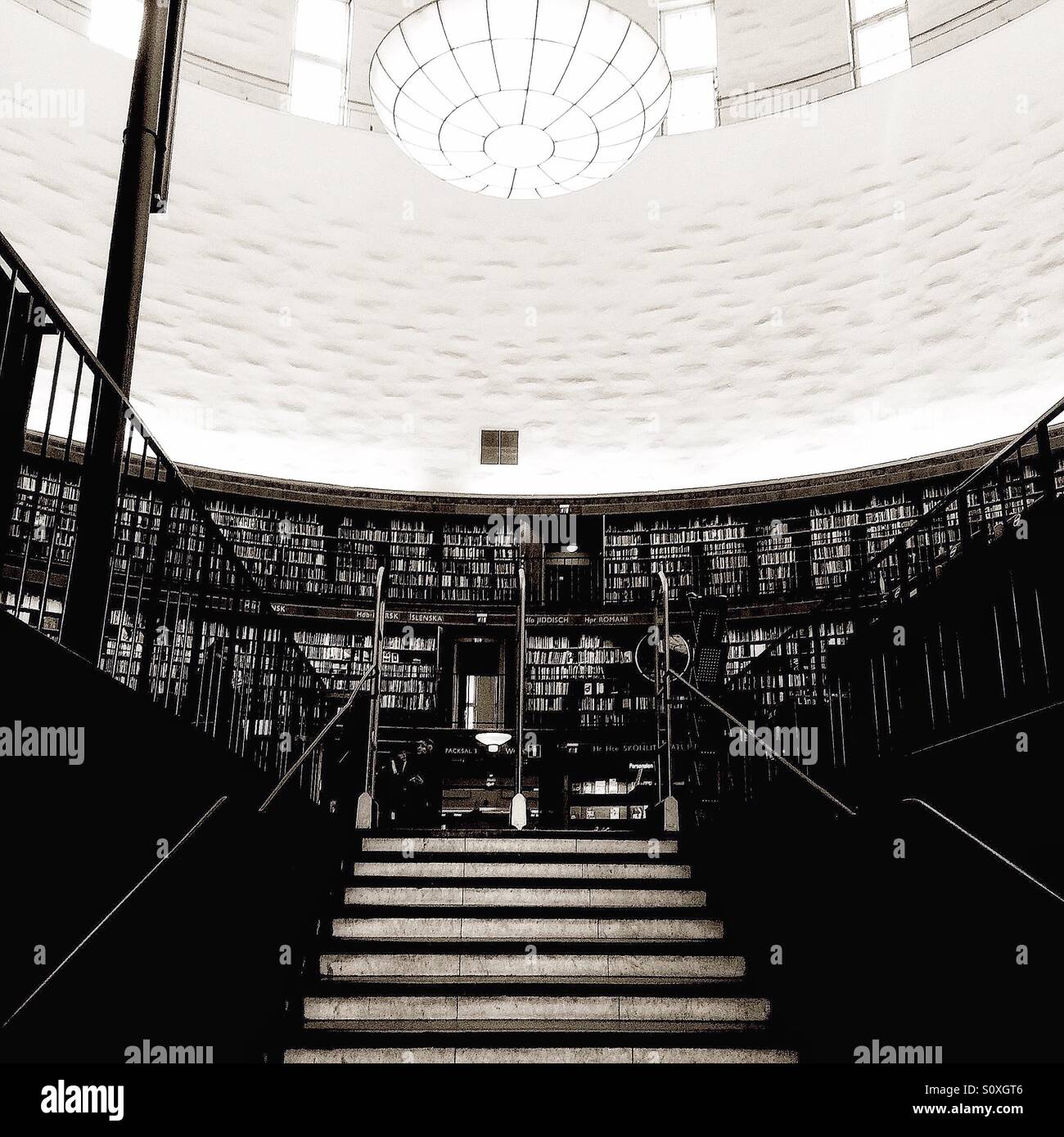 Circular reading room in 1920's neo-classicist style library by Erik ...