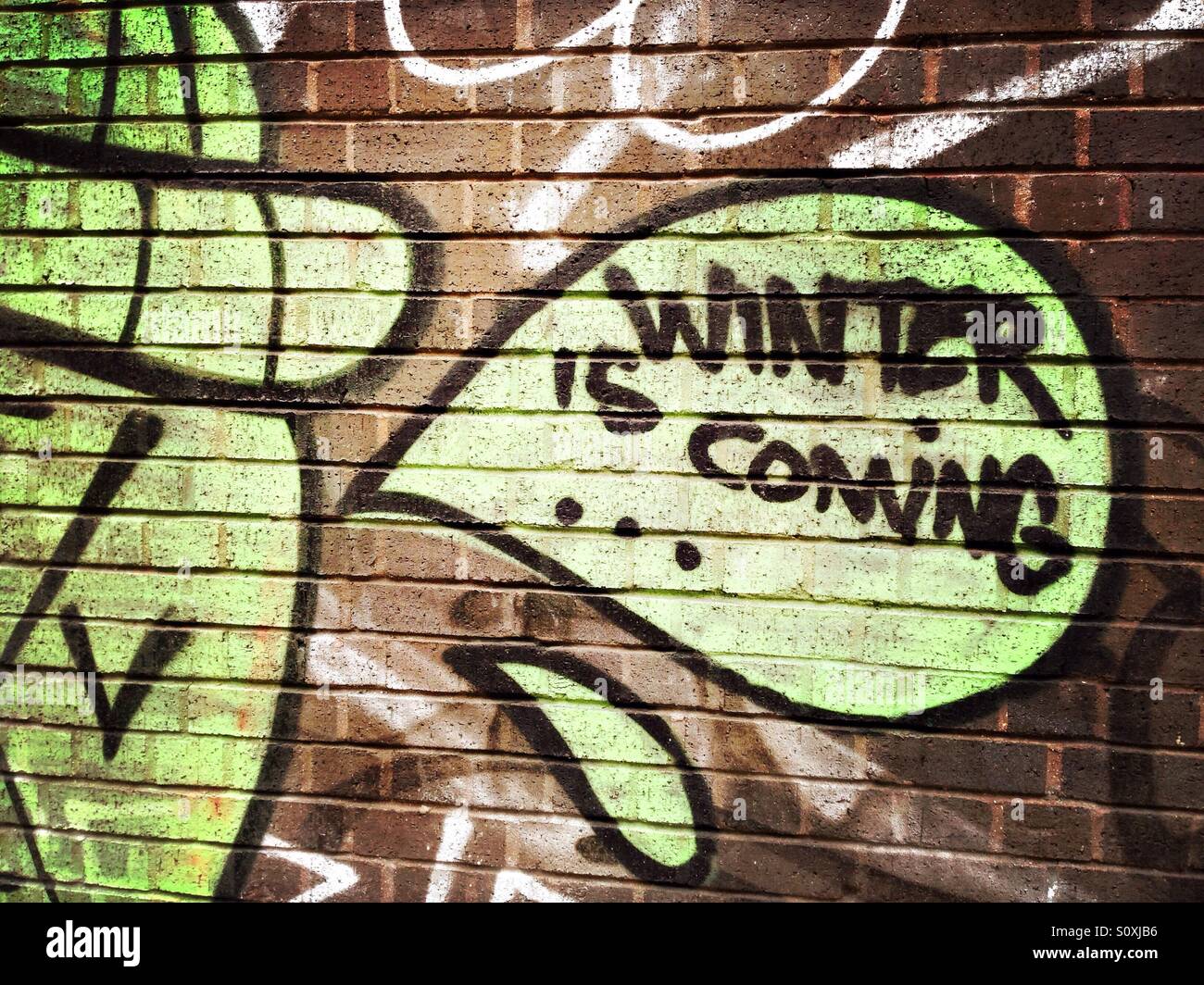Winter is coming graffiti in Shoreditch, London Stock Photo - Alamy
