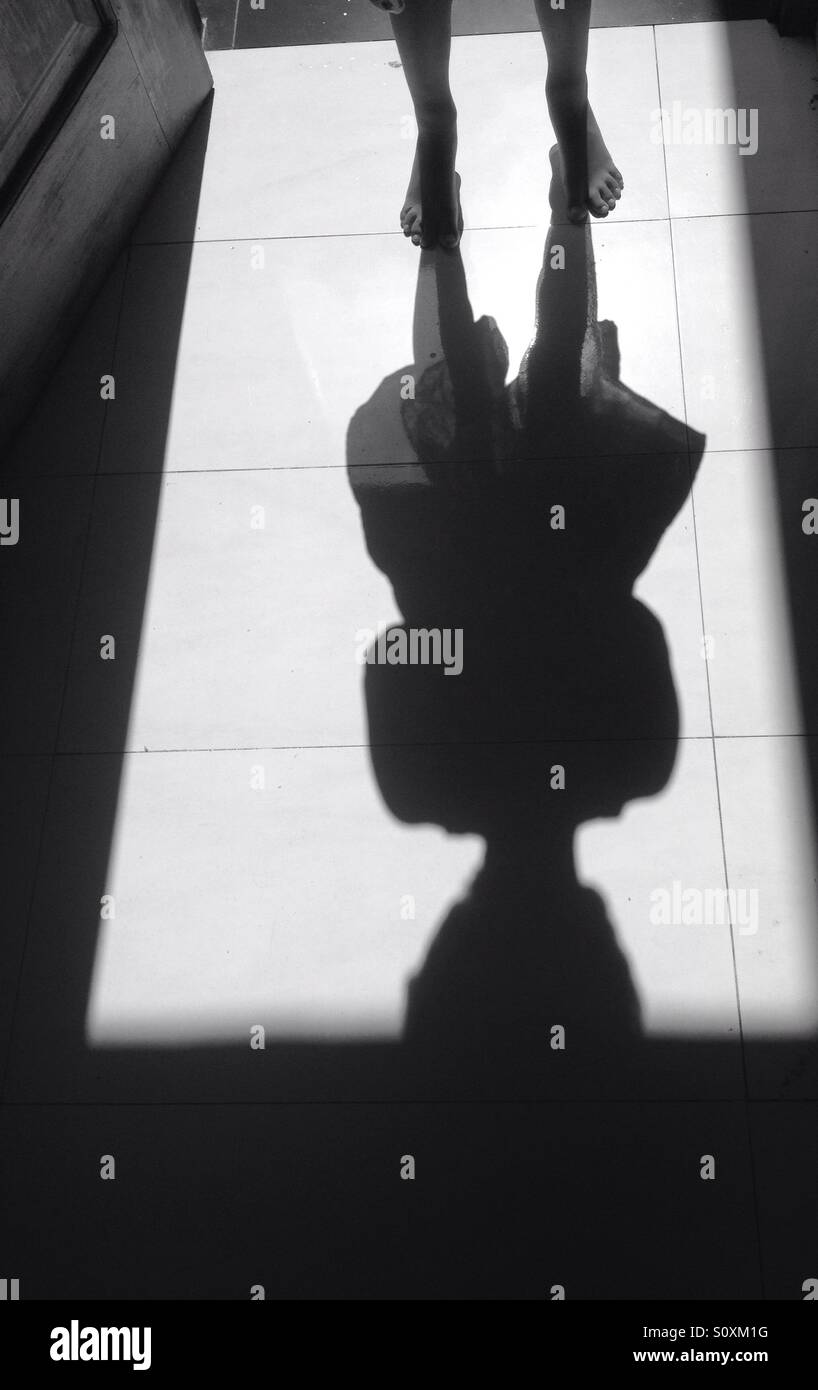 Black and white shadow girl Stock Photo - Alamy