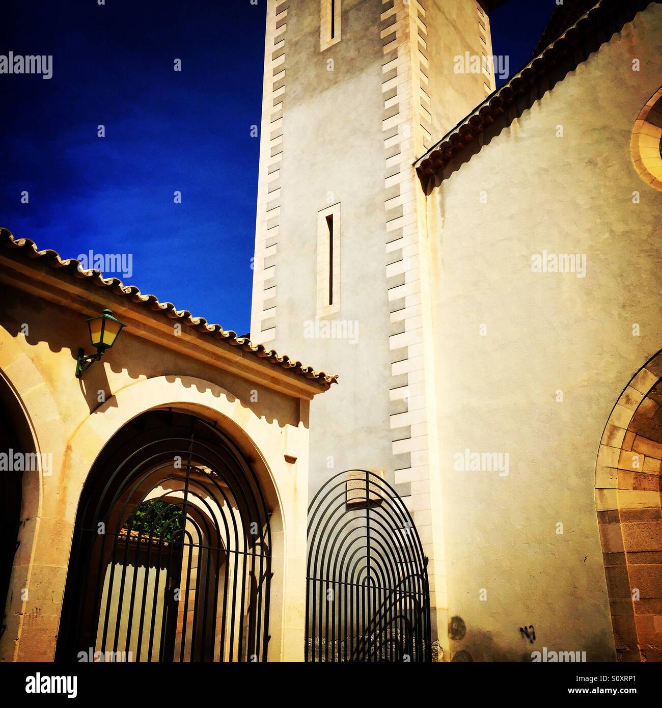 Puerto Pollensa church, Mallorca Stock Photo - Alamy