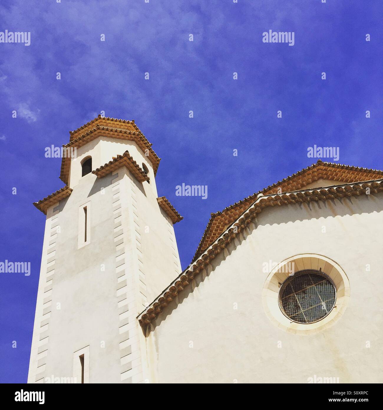Puerto Pollensa church, Mallorca Stock Photo - Alamy