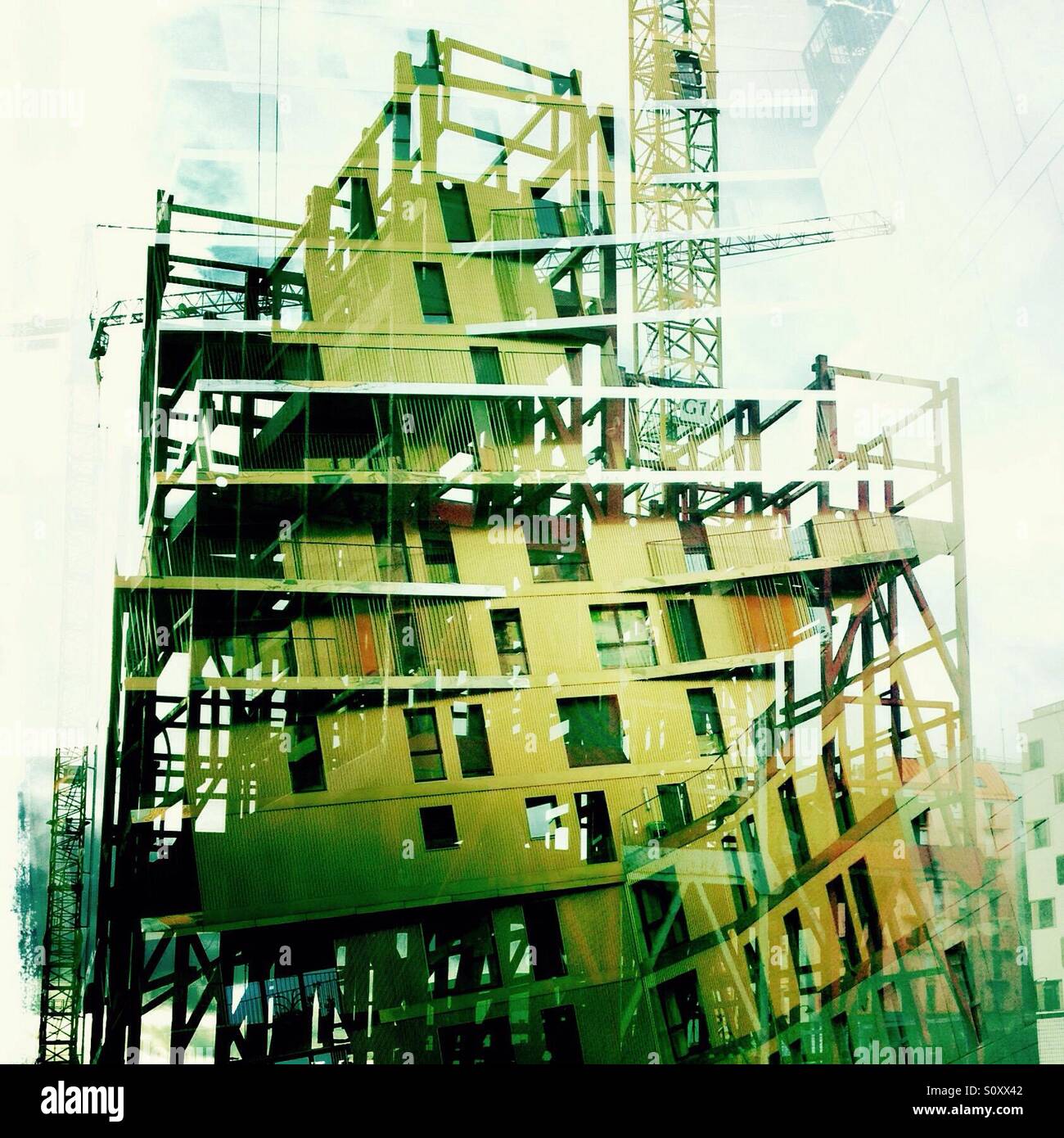 Double exposure , buildings in the XIII the area in Paris Stock Photo ...