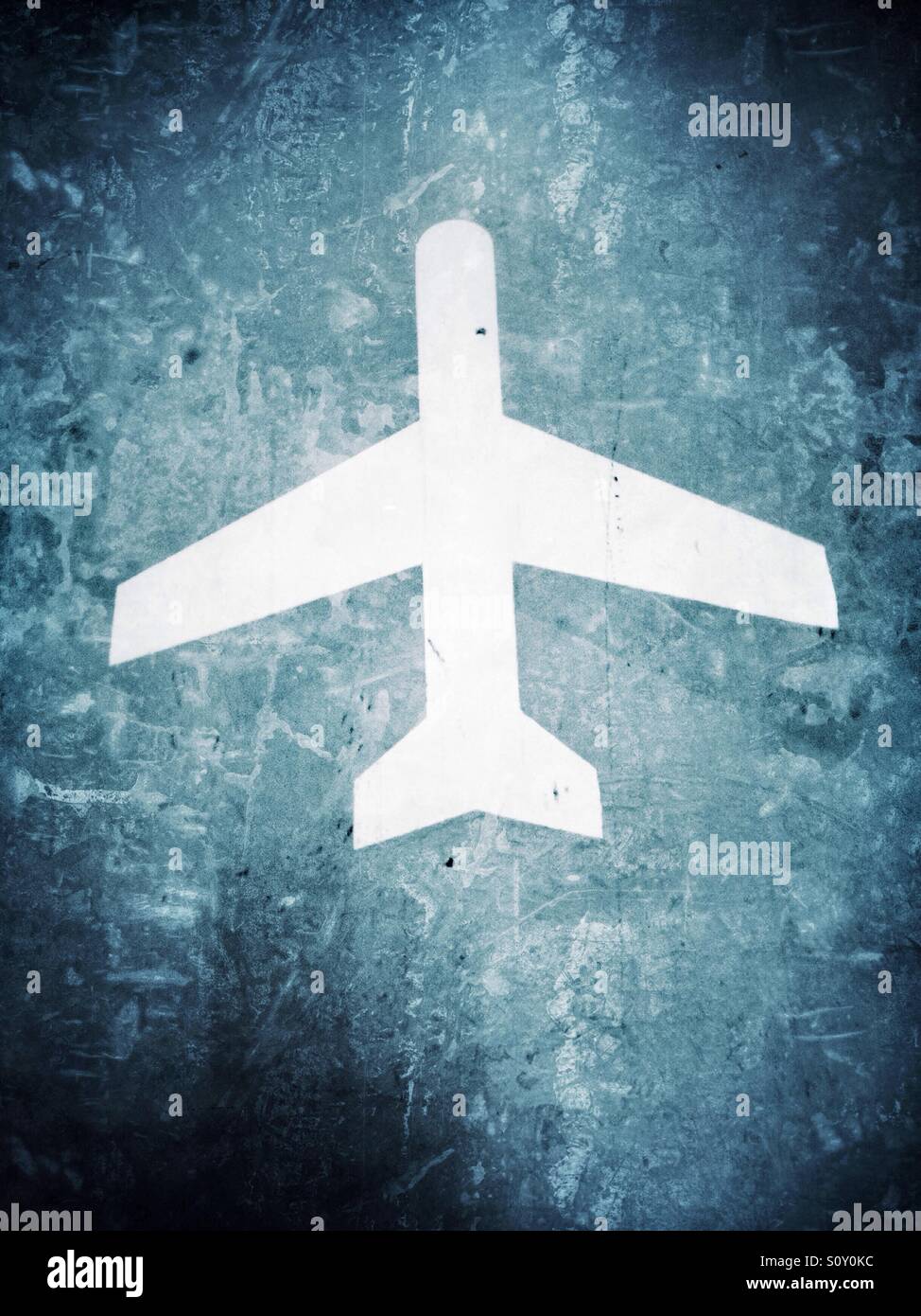 Airplane sign painted on the floor parking of the airport Stock Photo ...