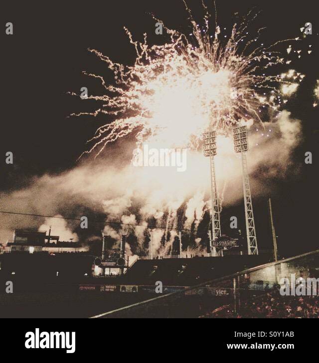 Baseball game fireworks Stock Photo - Alamy